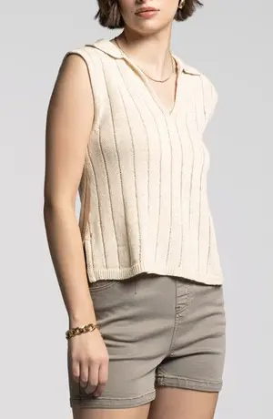 WEEKEND LOS ANGELES Gia Linen & Cotton Sweater Vest