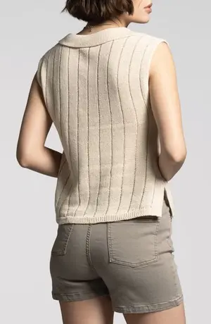 WEEKEND LOS ANGELES Gia Linen & Cotton Sweater Vest