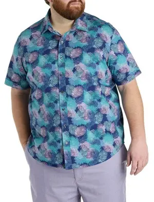 SYNRGY BY DXL Big & Tall Leaf Print Sport Shirt - Multi