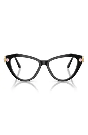 SWAROVSKI 53mm Cat Eye Optical Glasses - Black/ Demo Lens