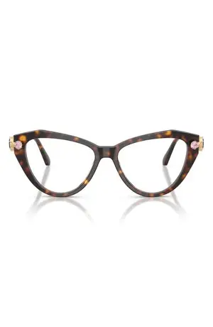 SWAROVSKI 53mm Cat Eye Optical Glasses Havana/demo Lens