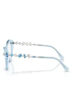 SWAROVSKI 53mm Cat Eye Optical Glasses - Transparent Blue/demo Lens