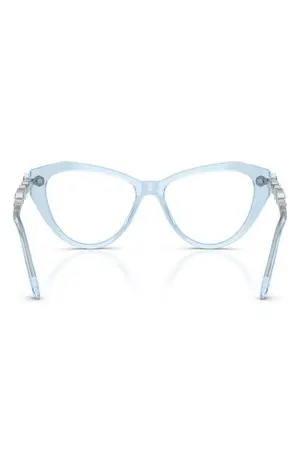 SWAROVSKI 53mm Cat Eye Optical Glasses - Transparent Blue/demo Lens