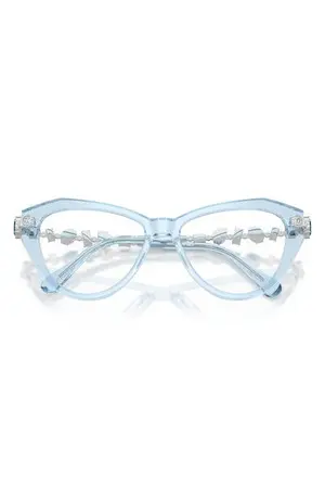 SWAROVSKI 53mm Cat Eye Optical Glasses - Transparent Blue/demo Lens