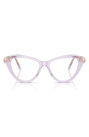 SWAROVSKI 53mm Cat Eye Optical Glasses - Transparent Lilac/demo Lens