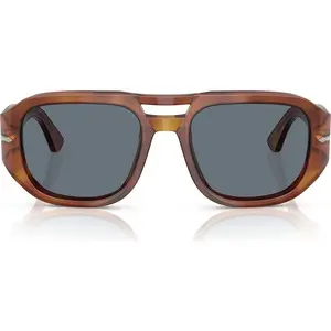 Persol 56mm Pilot Sunglasses - Terra Di Siena/ Light Blue