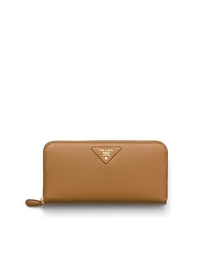 Prada Large Leather Wallet - Brown