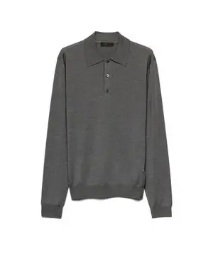 Prada Cashmere And Silk Polo Shirt - Grey