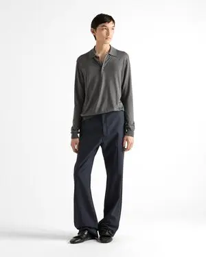 Prada Cashmere And Silk Polo Shirt - Grey