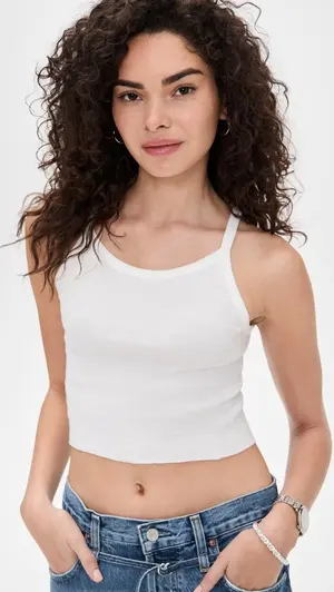 Eterne Cropped Rib Tank - Ivory