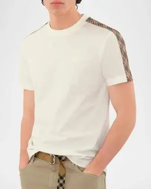 Burberry Apos;s Check Shoulder-tape T-shirt - Chalk