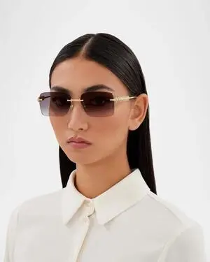Cartier Rimless Rectangle Sunglasses Gold