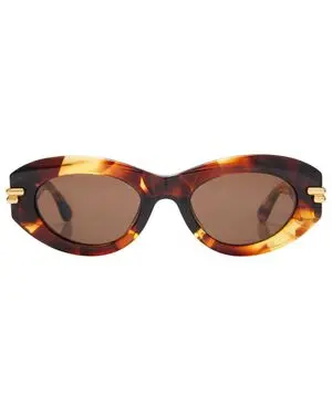 Bottega Veneta Mitre Oval Sunglasses - Brown