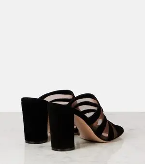 GIANVITO ROSSI Suede And Mesh Mules