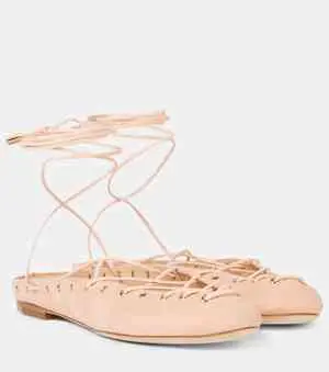 Chloé Ghillies Suede Flats - Pink