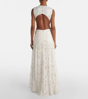 Costarellos Luccia Cutout Silk Jacquard Gown