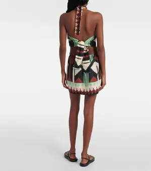 Johanna Ortiz Printed Halterneck Linen Minidress