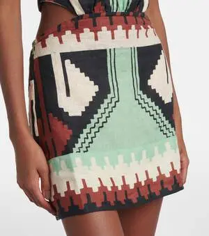 Johanna Ortiz Printed Halterneck Linen Minidress