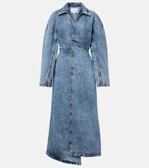 Alaïa Asymmetric Denim Coat - Blue