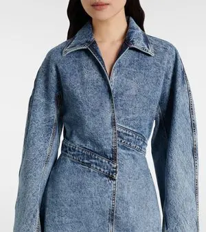 Alaïa Asymmetric Denim Coat - Blue