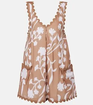 JULIET DUNN Floral Cotton Minidress - Brown