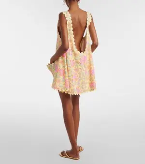 JULIET DUNN Floral Cotton Minidress - Yellow