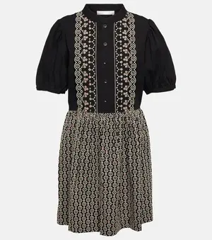 See By Chloé Floral Embroidered Cotton Minidress - Multicoloured