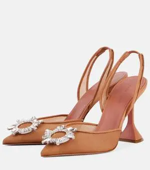 Amina Muaddi Begum 95 Mesh Slingback Pumps