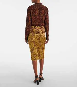 Dries Van Noten Floral Ruffled Midi Skirt