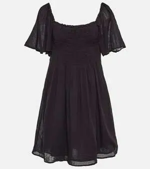 Velvet By Graham & Spencer Esme Cotton Gauze Minidress - Black