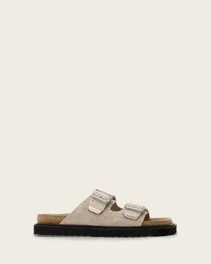 ALLSAINTS Randal Leather Buckle Sandals - Grey