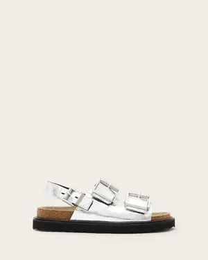 ALLSAINTS Isla Leather Sandals - Silver