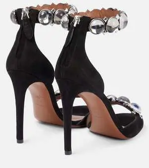 Alaïa La Bombe 110 Embellished Suede Sandals