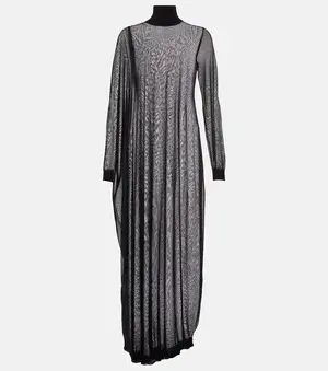 Alaïa Sheer High-neck Maxi Dress