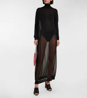 Alaïa Sheer High-neck Maxi Dress