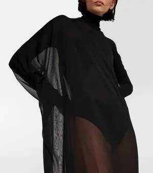 Alaïa Sheer High-neck Maxi Dress