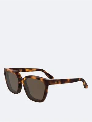 Calvin Klein Acetate Rectangle Sunglasses - Havana/brown