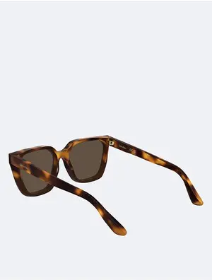 Calvin Klein Acetate Rectangle Sunglasses - Havana/brown
