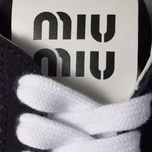 Miu Miu Plume Technical Fabric And Suede Sneakers - Navy
