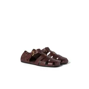 Miu Miu Ruches Nappa Leather Fisherman's Sandals - Briarwood