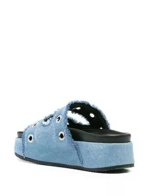 Inuikii Denim Flatform Slides - Blue