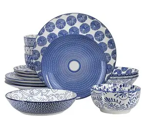 ELAMA Aurora 16 Piece Porcelain Double Bowl Din Nerware Set - One-color