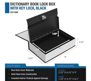 BARSKA Dictionary Book Lock Box With Key Lock