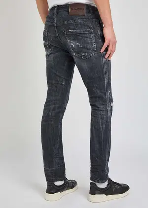Dsquared2 Skater Distressed Slim-leg Jeans - Black
