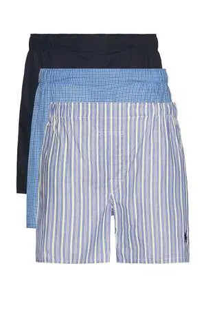 Polo Ralph Lauren Classic Fit Cotton Boxer 3 Pack In Multi - Rimini Stripe  Muller Plaid  & Cruise Na
