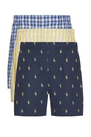 Polo Ralph Lauren Polo Ralph Lauren Classic Fit Cotton Boxer 3 Pack In Multi Rustic Navy  Summer Stripe  & Sag Harbor