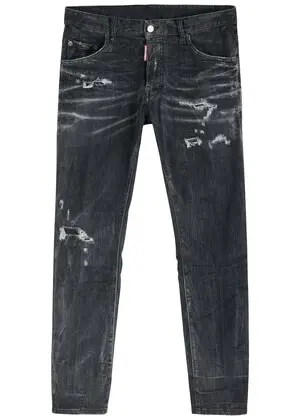 Dsquared2 Skater Distressed Slim-leg Jeans - Black