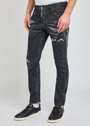 Dsquared2 Skater Distressed Slim-leg Jeans - Black