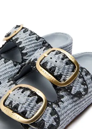 LOEFFLER RANDALL Theo Raffia Sliders - Blue