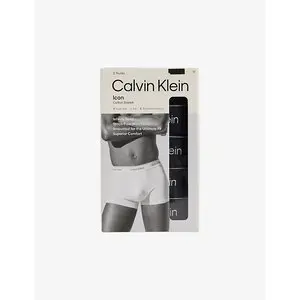 Calvin Klein Icon Pack-of-five Regular-fit Stretch-cotton Trunks - Black W/dtm Wb